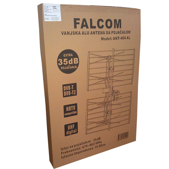 Antena mrežasta,UHF/VHF,sa pojačalom, aluminij, pak u kutiju - Falcom | Antene / Antene zemaljske
